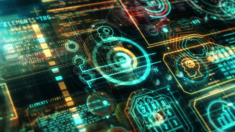 Futuristic Global Digital Display Showing Programming Code and Data Analysis Stock Footage ...