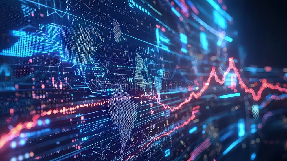 Futuristic Global Economic Shift Digital Landscape Data Visualization ...