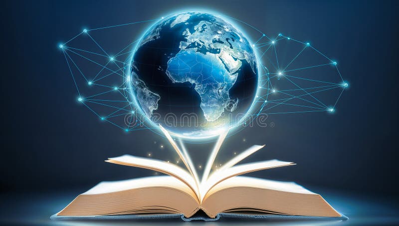 Futuristic Global Education: a Glowing Hologram Earth Emerging from an ...