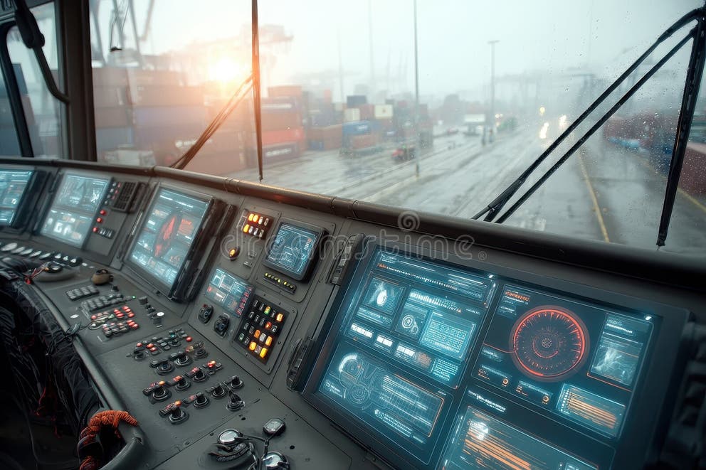 Futuristic Global Logistics Command Center Interface with Advanced Technology Screens Stock ...