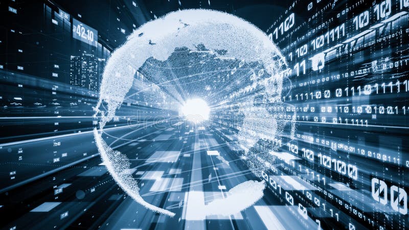 Futuristic Global Network and Tacit Digital Data Transfer 3D Graphic ...