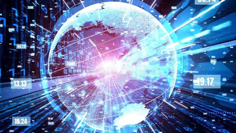 Futuristic Global Network and Tacit Digital Data Transfer 3D Graphic ...