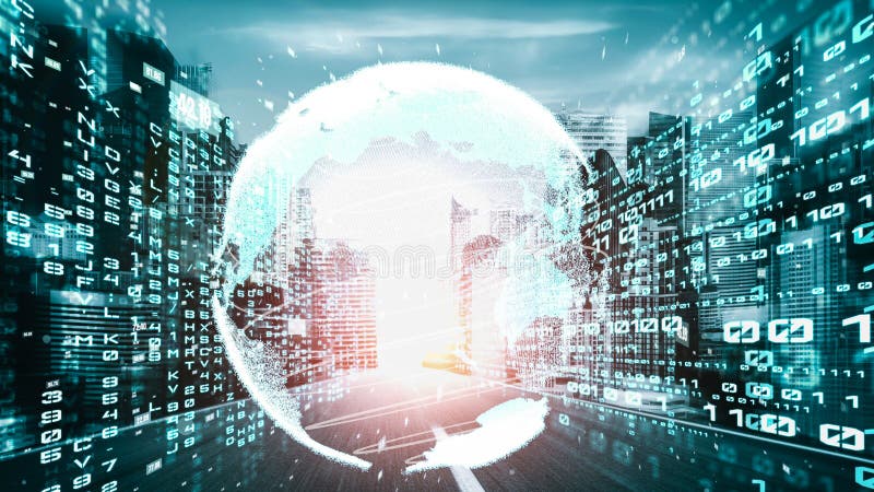 Futuristic Global Network and Tacit Digital Data Transfer 3D Graphic ...