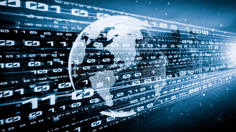 Futuristic Global Network and Tacit Digital Data Transfer 3D Graphic ...