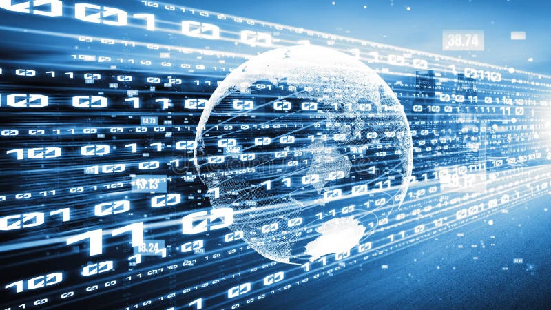 Futuristic Global Network and Tacit Digital Data Transfer 3D Graphic ...