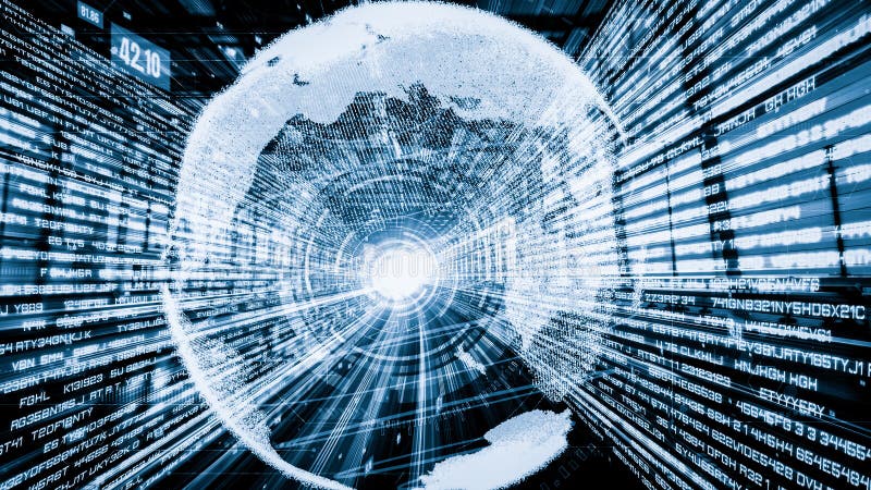 Futuristic Global Network and Tacit Digital Data Transfer 3D Graphic ...