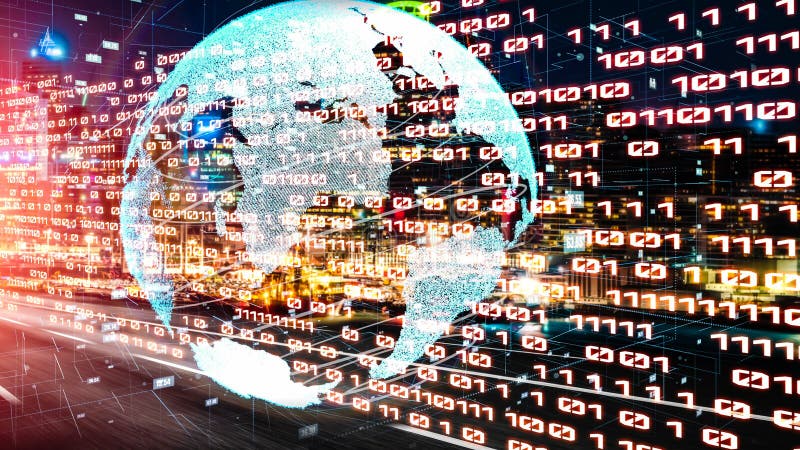Futuristic Global Network and Tacit Digital Data Transfer 3D Graphic ...