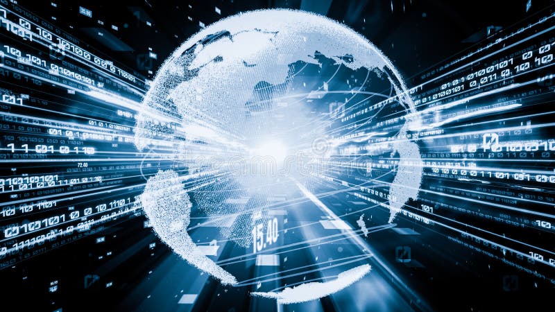 Futuristic Global Network and Tacit Digital Data Transfer 3D Graphic ...