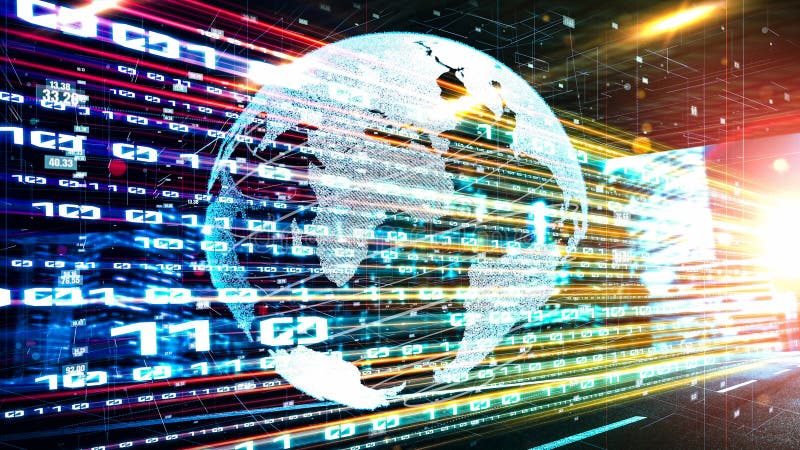 Futuristic Global Network and Tacit Digital Data Transfer 3D Graphic ...