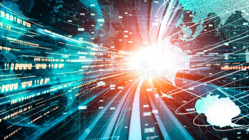 Futuristic Global Network and Tacit Digital Data Transfer 3D Graphic ...