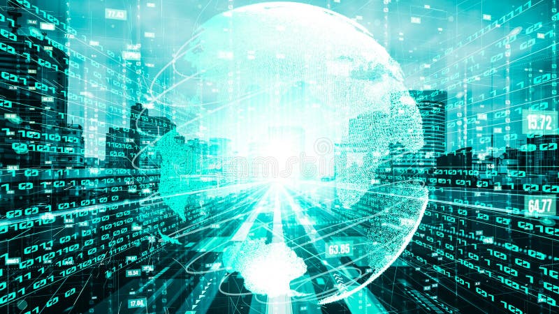 Futuristic Global Network and Tacit Digital Data Transfer 3D Graphic ...
