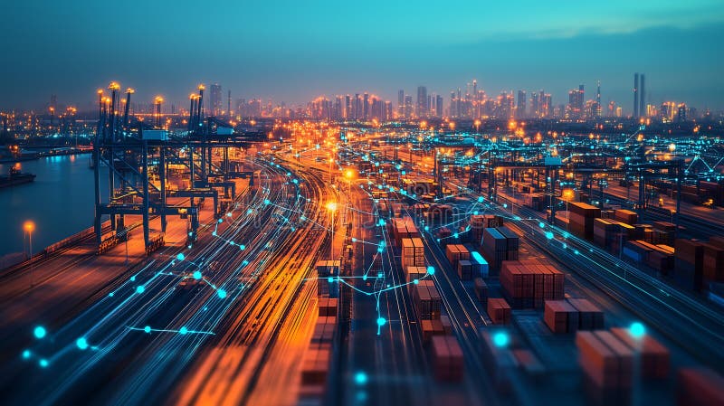 Futuristic Global Port Logistics System with Digital Data Visualization ...