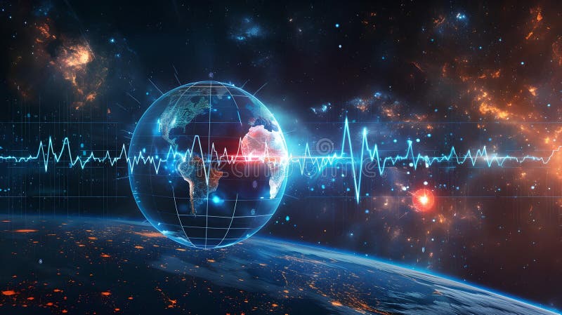 Futuristic Global Pulse and Data Exchange Concept. Digital World ...