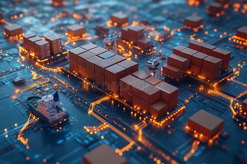 Futuristic Global Supply Chain Network Represented by Shipping ...