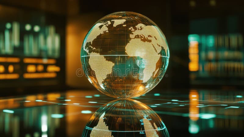 Futuristic Global Technology Concept with Digital Earth Sphere ...