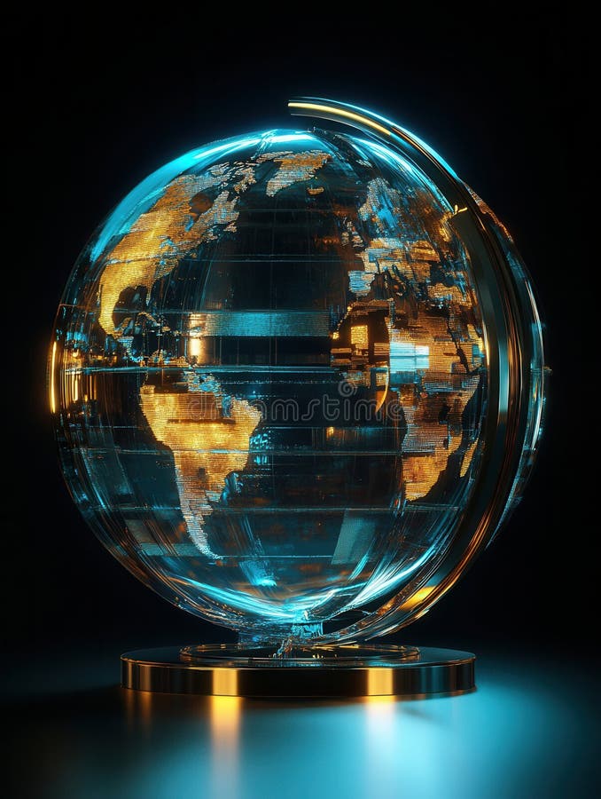 Futuristic Globe Design Featuring Glowing Elements and Layered ...