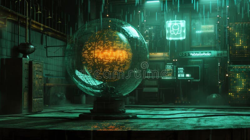 Futuristic Globe in a High-tech Data Center Stock Photo - Image of ...