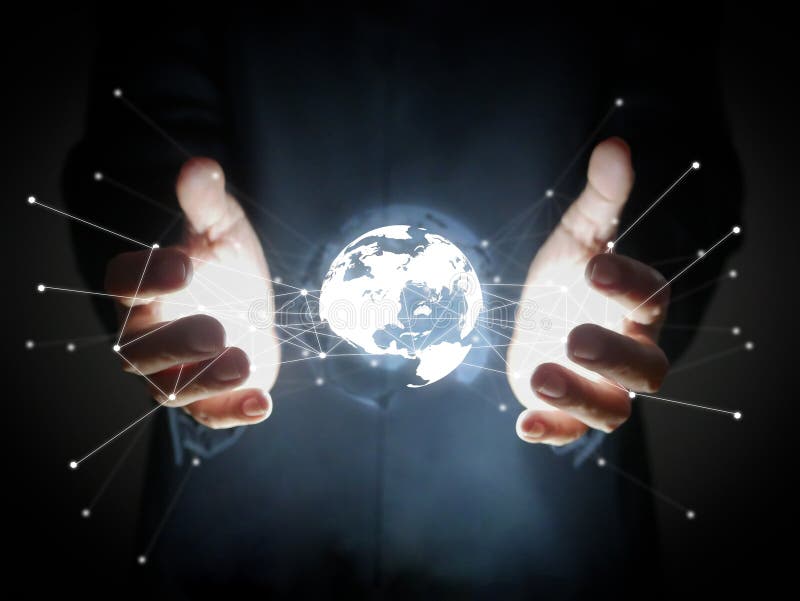 Futuristic Globe, Points, and Lines for Technology Composition ...