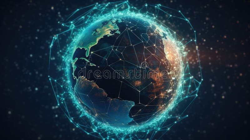 Futuristic Globe View from Space Digital Transformation Concept ...