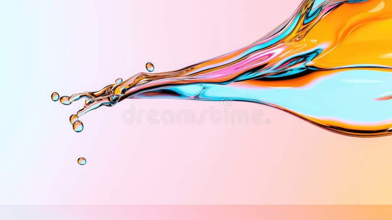 Futuristic Glossy Iridescent Liquid Splash with Pastel Gradient ...