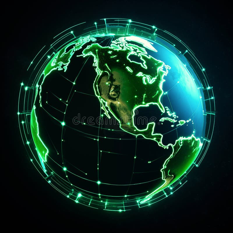 Futuristic Glow Earth Globe Stock Illustration - Illustration of ...