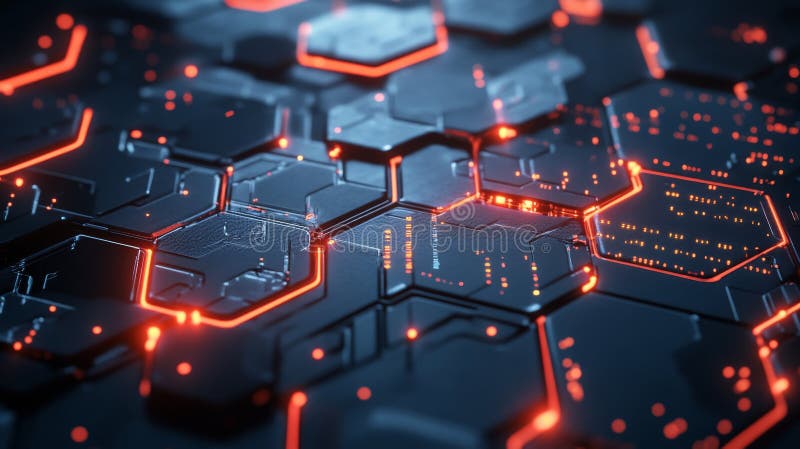 A Futuristic Glow Hexagon Technology Texture Illustration. Stock Image ...