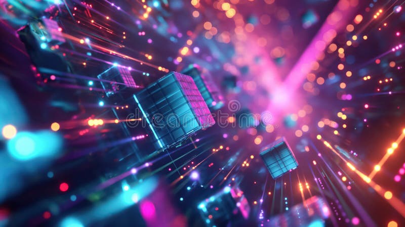 Futuristic Glow Neon Abstract Tech Background. Generative AI Stock ...