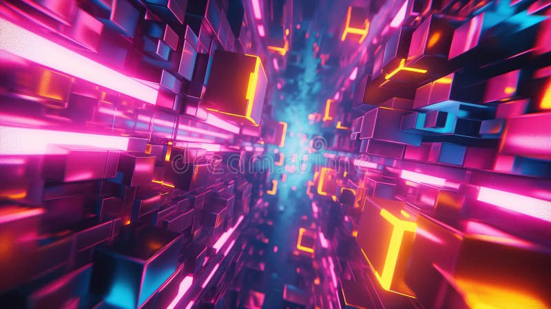 Futuristic Glow Neon Abstract Tech Background. Generative AI Stock ...