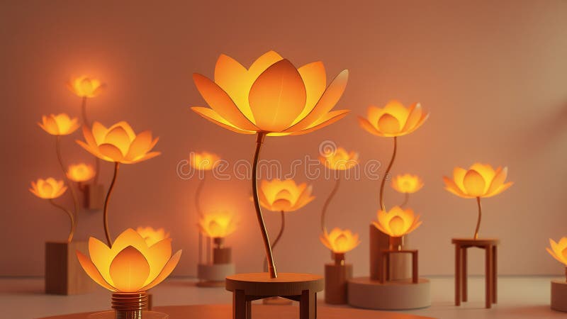 Futuristic Glowing Abstract Lamps Background Stock Image - Image of ...