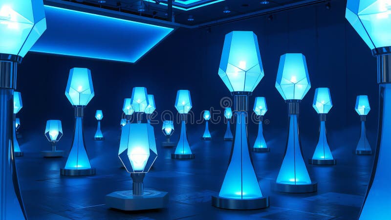Futuristic Glowing Abstract Lamps Background Stock Image - Image of ...