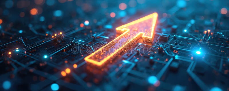 Futuristic Glowing Arrow Breaks Digital Barriers High-tech Abstract ...