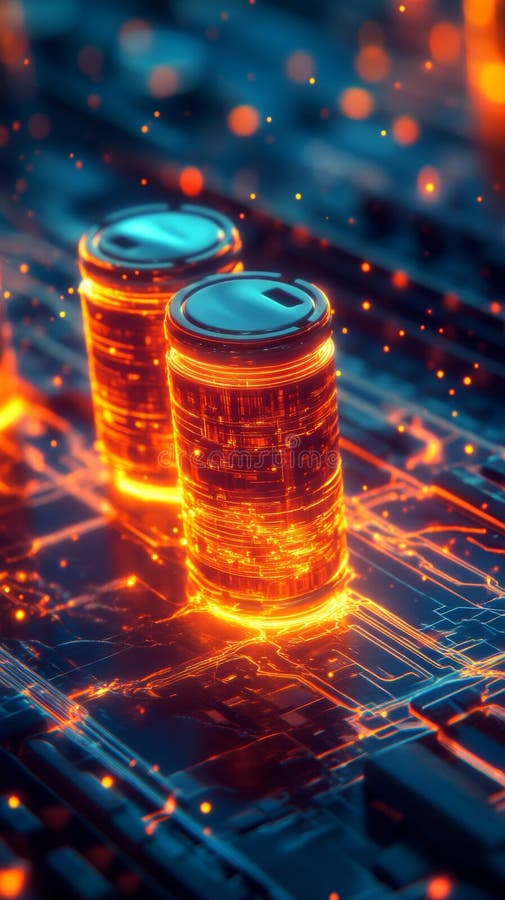 Futuristic Glowing Battery Concept with Vibrant Neon Design Elements ...