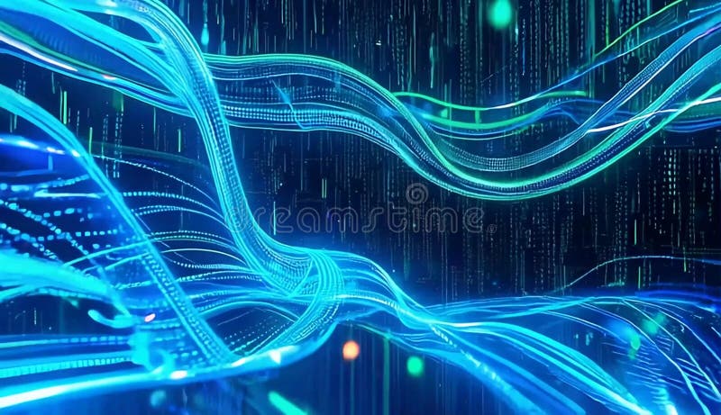 Futuristic Glowing Blue Abstract Background with Flowing Lines and Wave Patterns Stock Footage ...