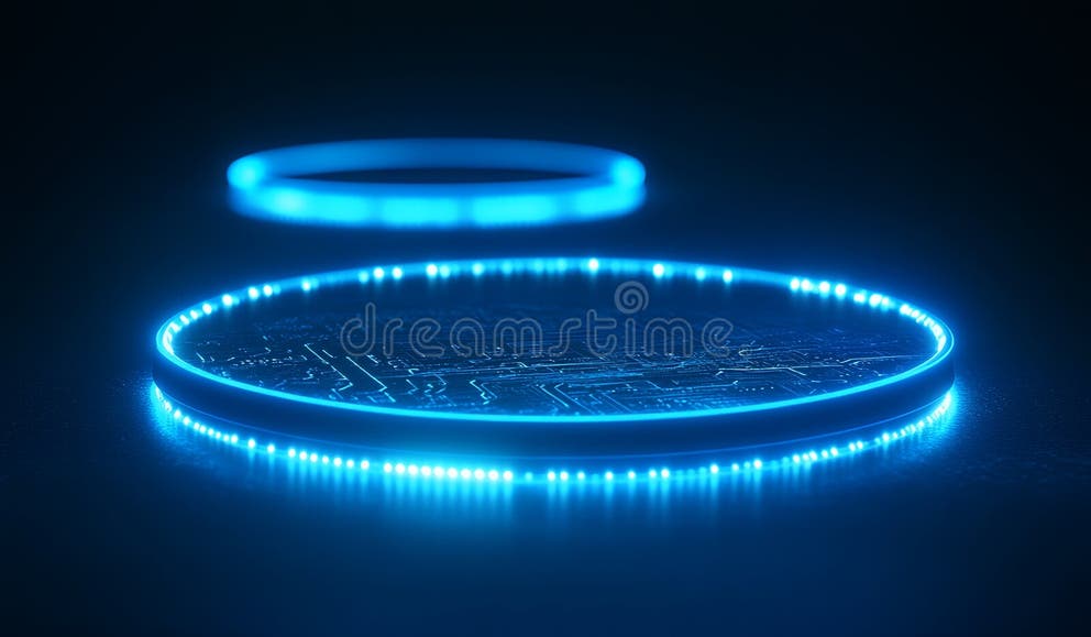 Futuristic Glowing Blue Circuit Board Platform Technology Design ...