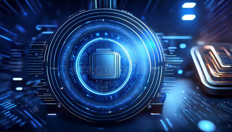 Futuristic, Glowing Blue, Circular Device with Intricate Details and a ...