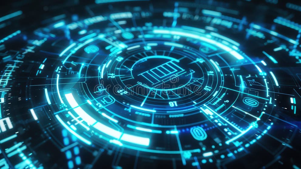 Futuristic Glowing Blue Digital Countdown Timer Interface with ...