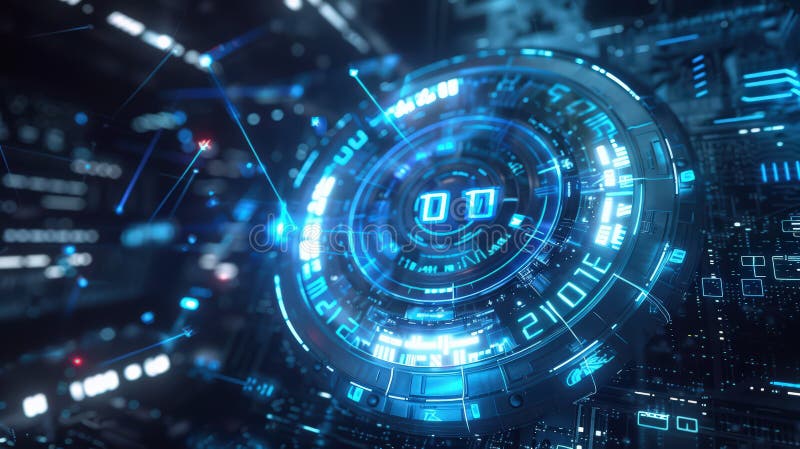 Futuristic Glowing Blue Digital Countdown Timer Interface Isolated on a ...