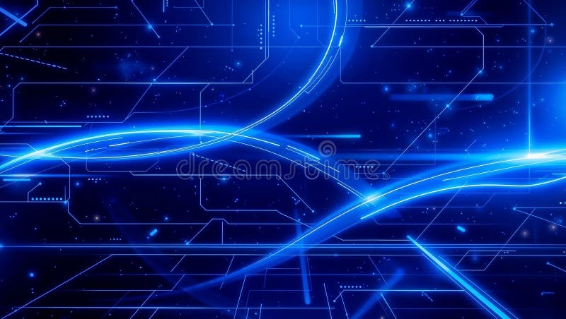 Futuristic Glowing Blue Digital Light Grid Background, Technology Theme ...