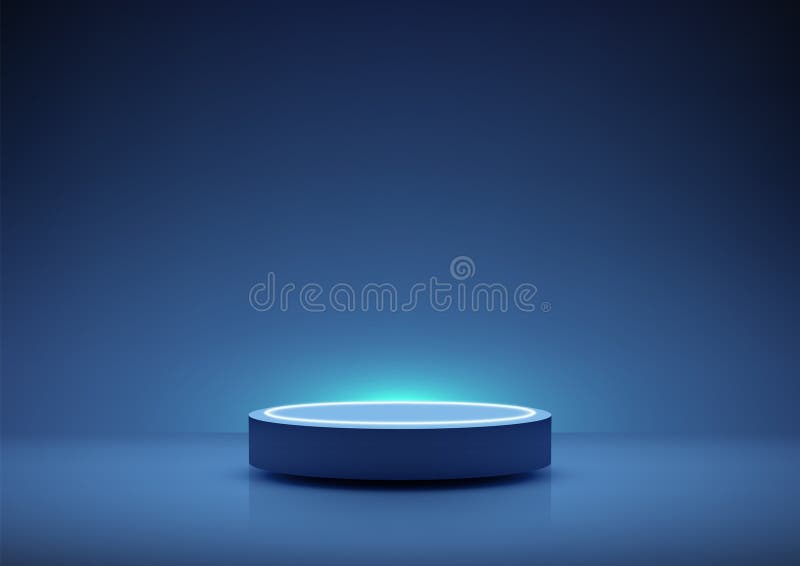Futuristic Glowing Blue Round Platform Minimalist Technology Concept 3d ...