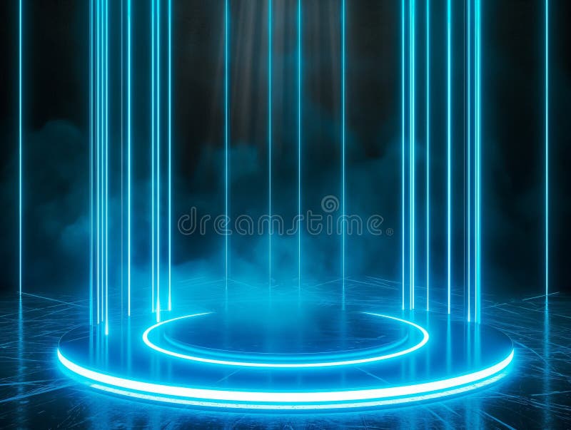 Futuristic Glowing Blue Stage Stock Image - Image of virtual, blue ...