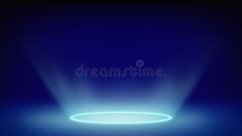 Futuristic Glowing Blue Stage, Empty Studio. Circular Cyan Neon ...
