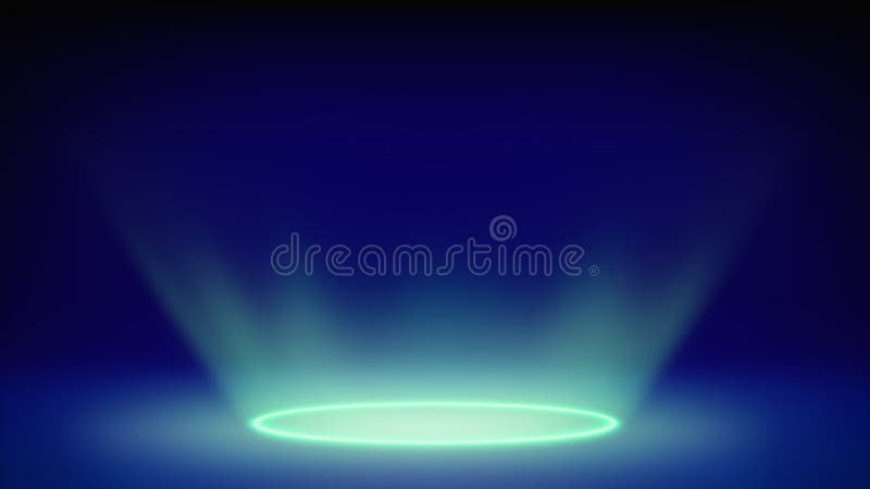 Futuristic Glowing Blue Stage, Empty Studio. Circular Turquoise Cyan ...