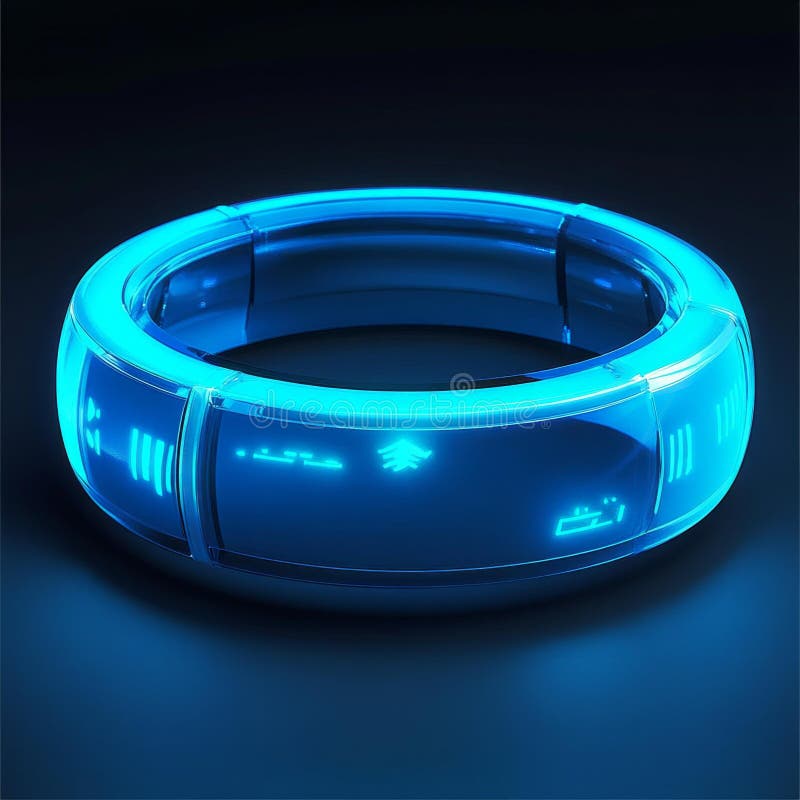 Futuristic Glowing Blue Technological Ring Digital Interface Stock ...