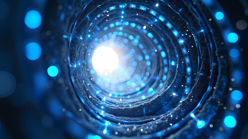 Futuristic Glowing Blue Tunnel, Digital Art Stock Photo - Image of movement, abstract: 350423492
