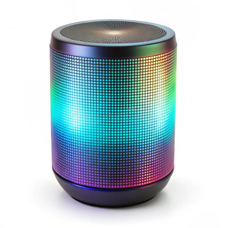 Glowing Bluetooth Speaker with Rotating Sound Pulses Stock Illustration ...