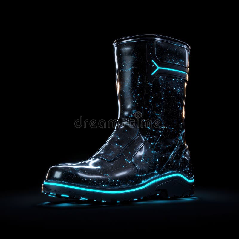 Futuristic Glowing Boot with Neon Lights Stock Illustration ...