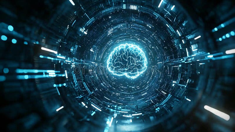 Technological brain stock illustration. Illustration of neural - 374087124