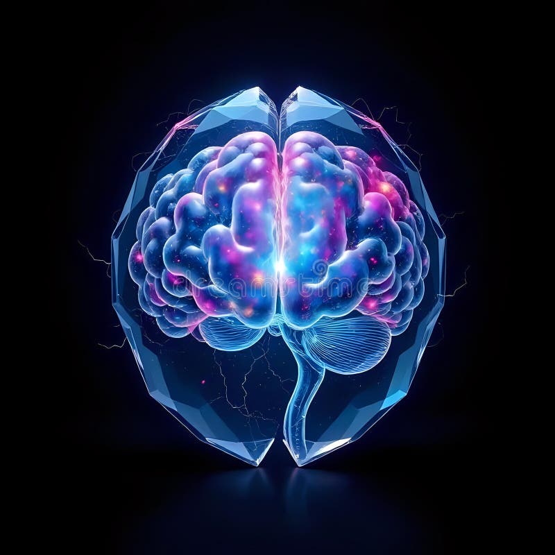 Futuristic Glowing Brain with Nebula Electric Sparks. AI Generated ...