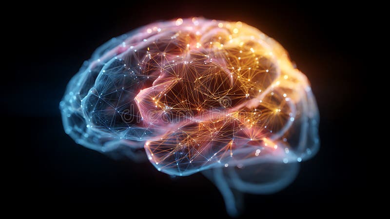 Futuristic Glowing Brain Network, Depicting the Intersection of Neural Pathways Stock ...