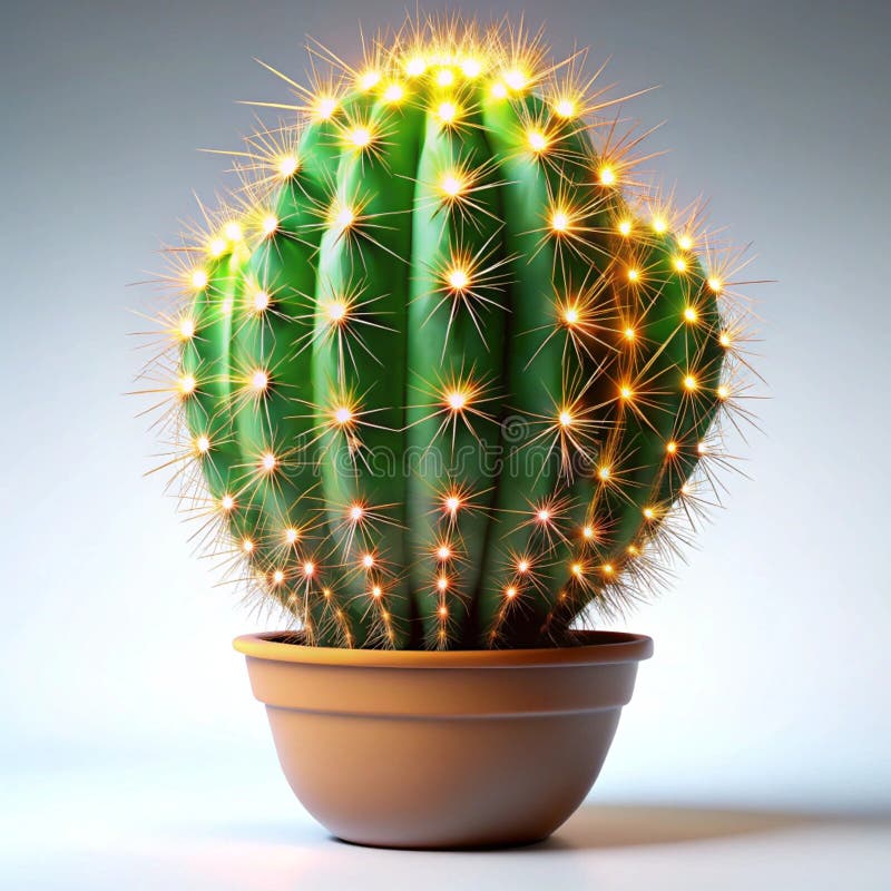 Floating Glowing Cactus with Animated Spines Stock Illustration ...